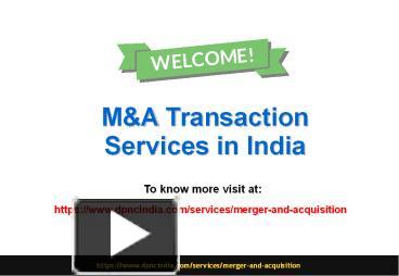 M&A Transaction Services in India presentation | free to download