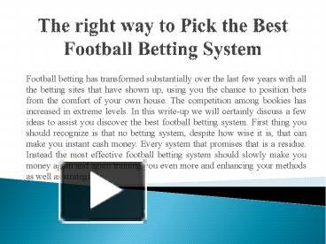 PPT – The right way to Pick the Best Football PowerPoint presentation ...