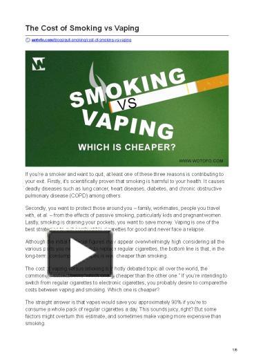The Cost of Smoking vs Vaping presentation | free to download