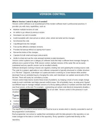 Version Control Tutorial presentation | free to download