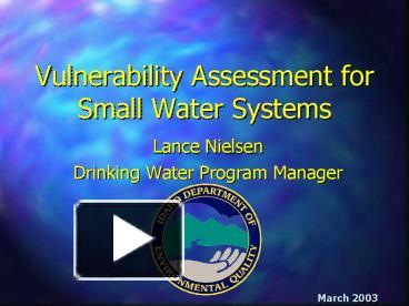 Vulnerability Assessment for Small Water Systems presentation | free to view