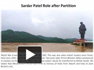 PPT – Sardar Patel's Post-Partition Role PowerPoint presentation | free to download - id: 9460ad ...