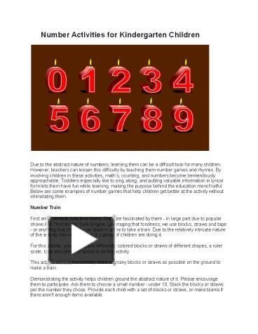 Number Activities for Kindergarten Children presentation | free to download