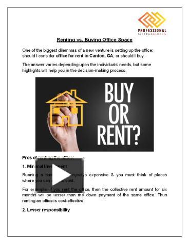 PPT – Renting vs. Buying Office Space PowerPoint presentation | free to download - id: 948c90-NTczY