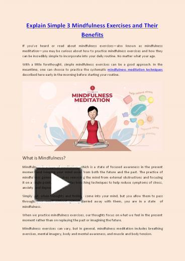 Explain Simple 3 Mindfulness Exercises And Their Benefits presentation ...