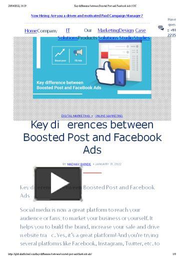 PPT – Differences between Facebook Ads and Boosted posts by GIC Pune PowerPoint presentation ...