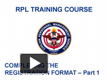 PPT – RPL TRAINING COURSE PowerPoint presentation | free to view - id ...