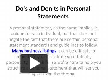 PPT – Do's and Don'ts in Personal Statements PowerPoint presentation | free to download - id ...