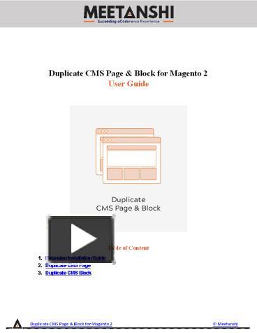 Magento 2 Duplicate CMS Page & Block presentation | free to download