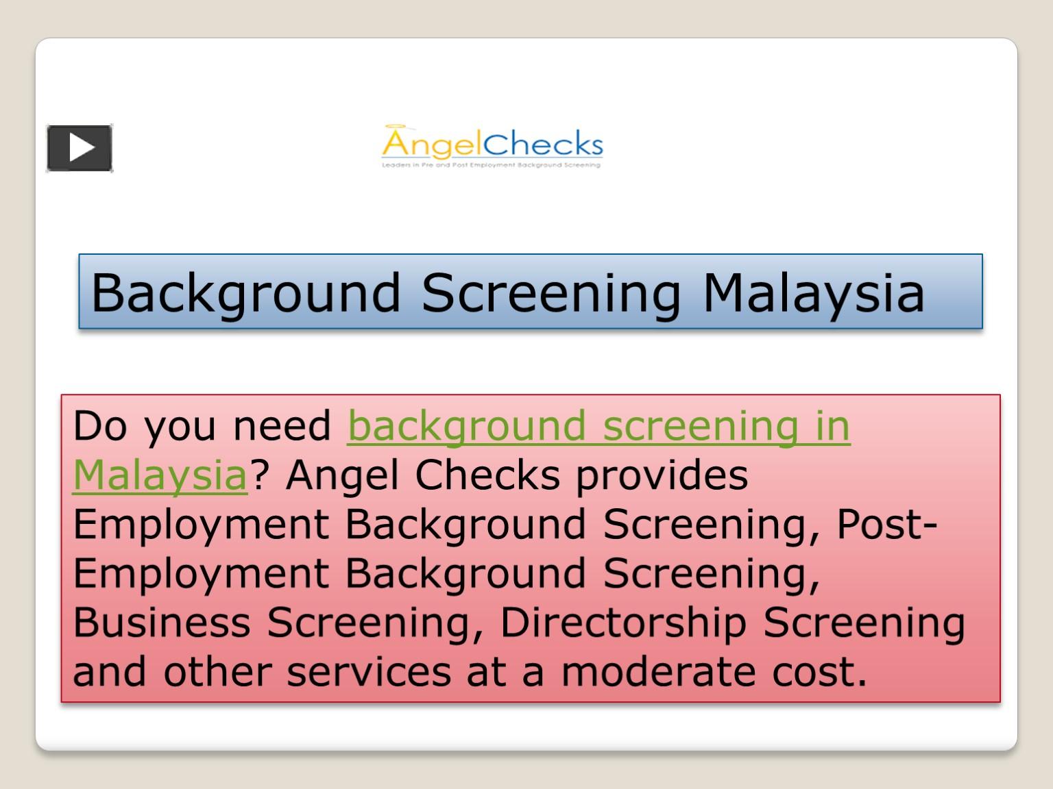Background Screening Malaysia presentation | free to download