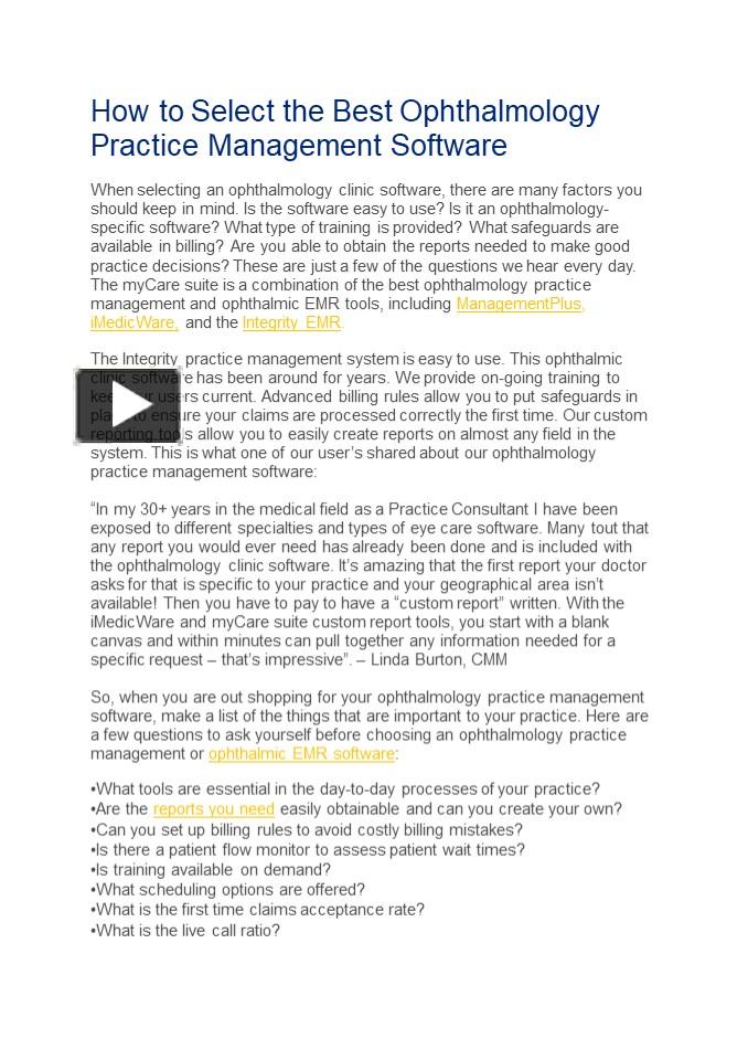 PPT – How to Select the Best Ophthalmology Practice Management Software PowerPoint presentation ...