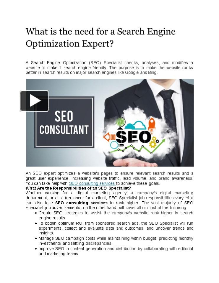 PPT – What is the need for a Search Engine Optimization Expert? PowerPoint presentation | free ...