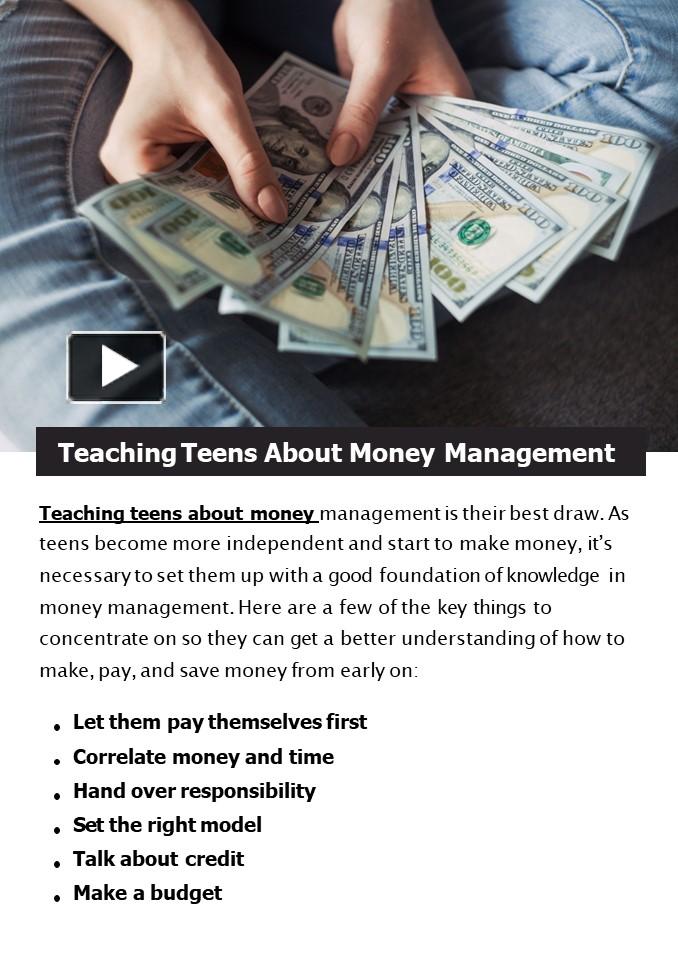 PPT – Teaching Teens About Money Management PowerPoint presentation ...