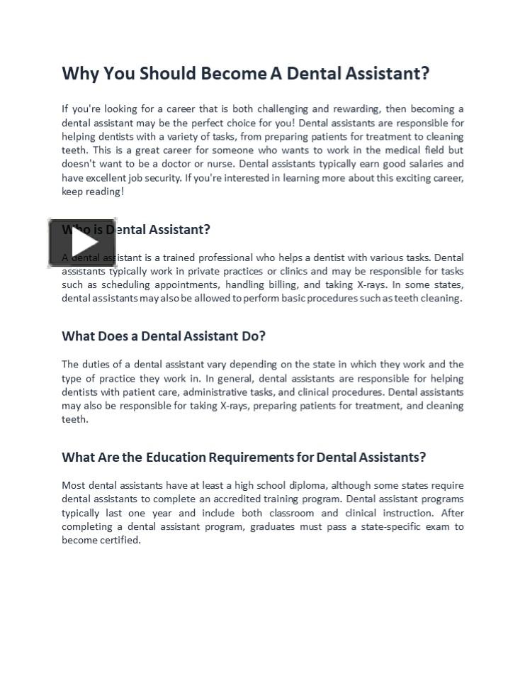 PPT – Why You Should Become A Dental Assistant? PowerPoint presentation ...