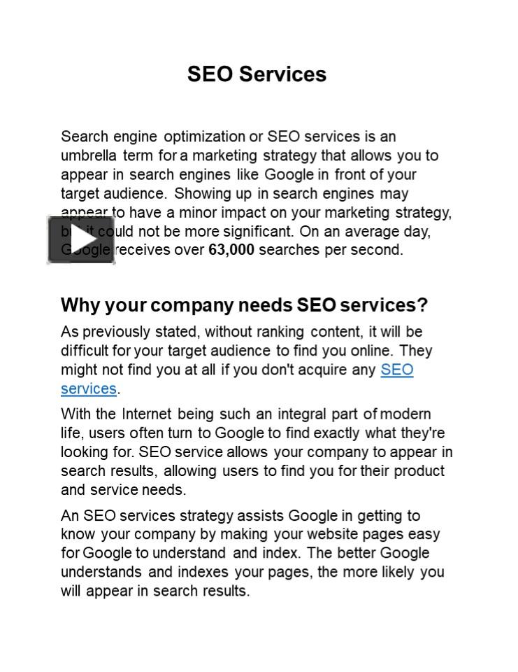 SEO Services presentation | free to download