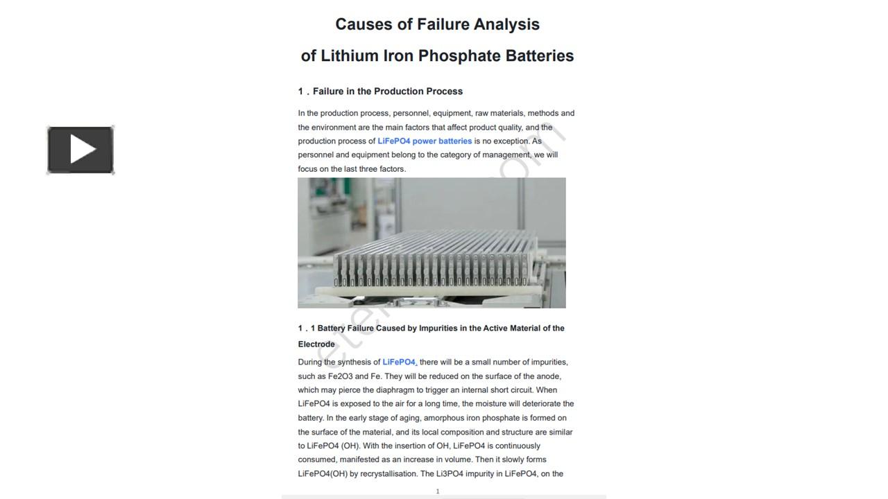 PPT – Causes of Failure Analysis of Lithium Iron Phosphate Batteries PowerPoint presentation ...
