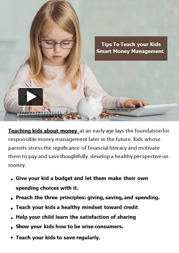 Tips to Teach your Kids Smart Money Management presentation | free to ...