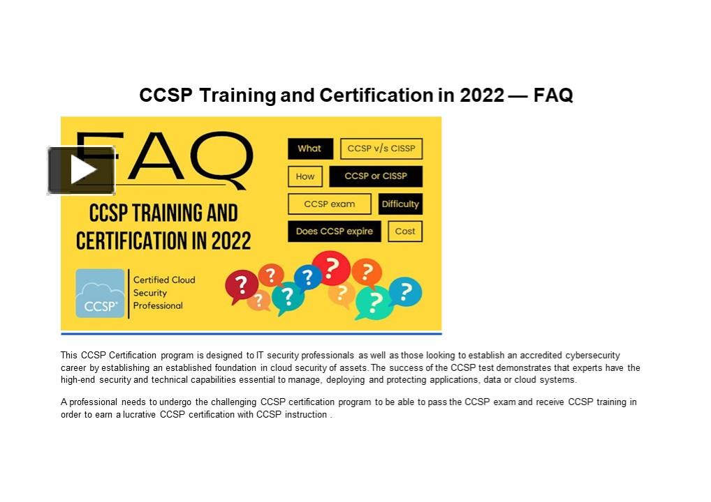 PPT – CCSP Training and Certification in 2022 — FAQ PowerPoint ...