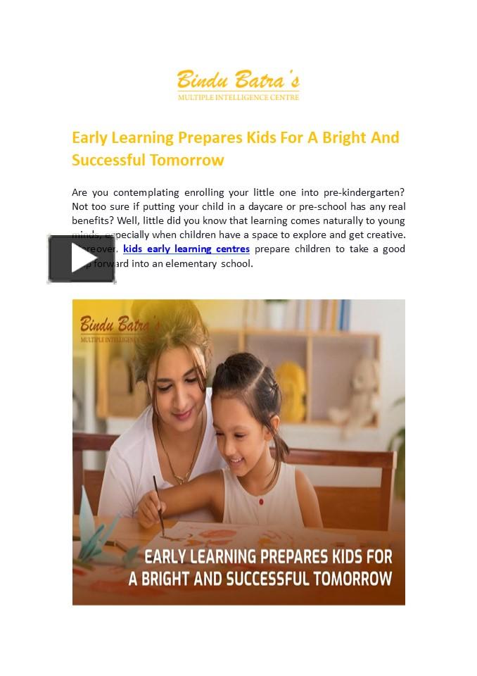 PPT – Early Learning Prepares Kids For A Bright And Successful Tomorrow ...