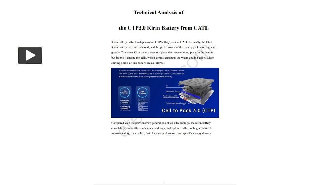 PPT – Technical Analysis of the CTP3.0 Kirin Battery from CATL PowerPoint presentation | free to ...