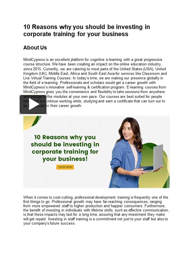 PPT – 10 Reasons why you should be investing in corporate training for ...