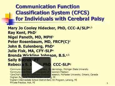 PPT – Communication Function Classification System CFCS for Individuals with Cerebral Palsy ...