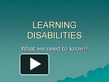 LEARNING DISABILITIES presentation | free to view