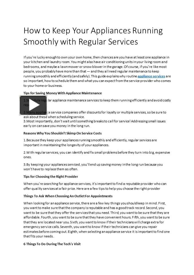 PPT – How to Keep Your Appliances Running Smoothly with Regular ...