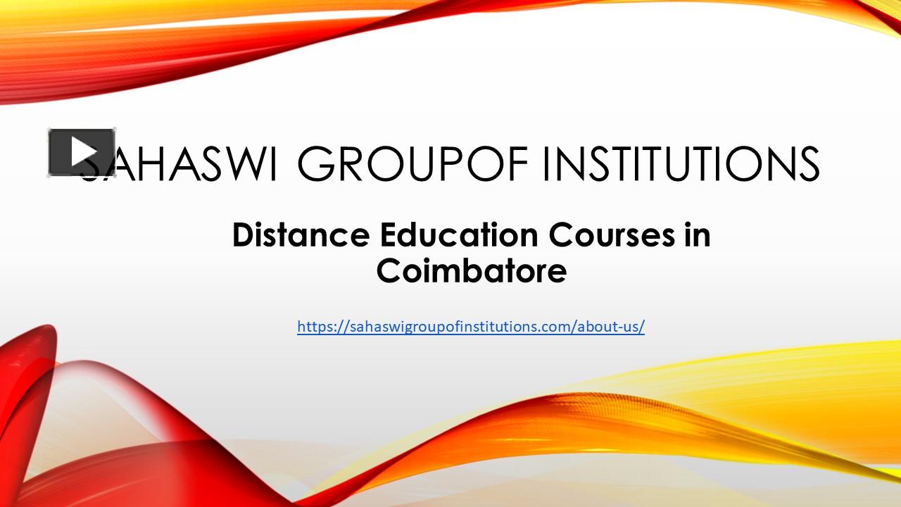 Distance Education Courses In Coimbatore Presentation Free To Download