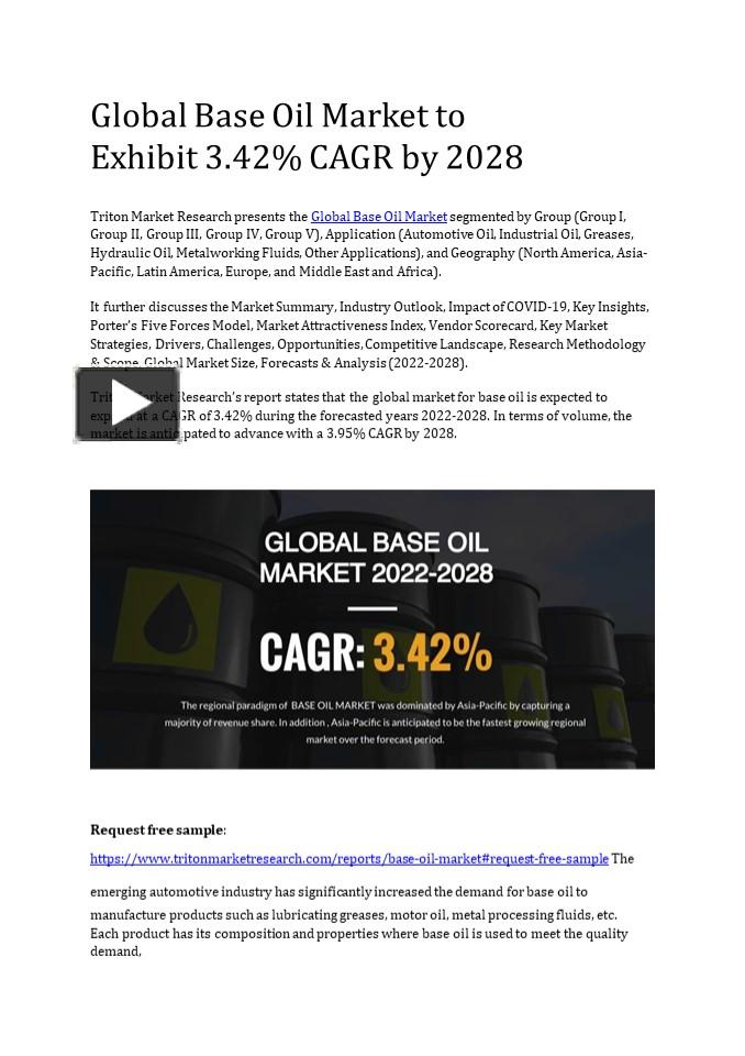 PPT – Global Base Oil Market to Exhibit 3.42% CAGR by 2028 PowerPoint presentation | free to ...