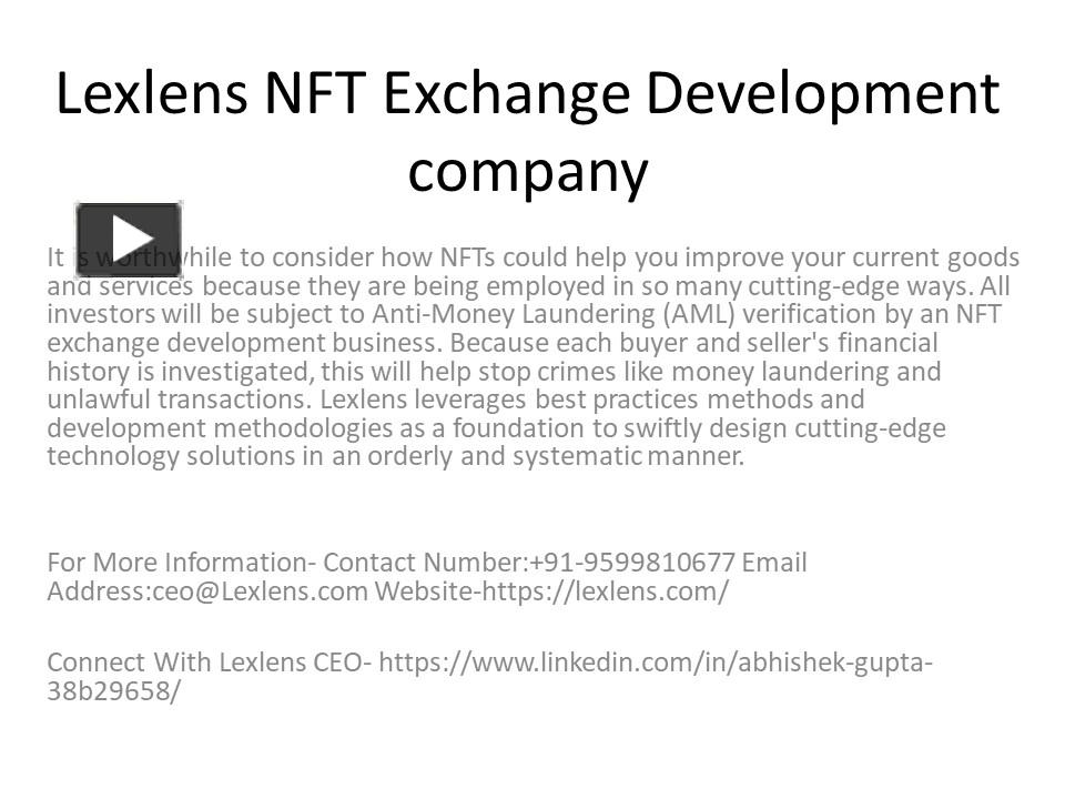 PPT – Lexlens NFT Exchange Development company PowerPoint presentation | free to download - id ...