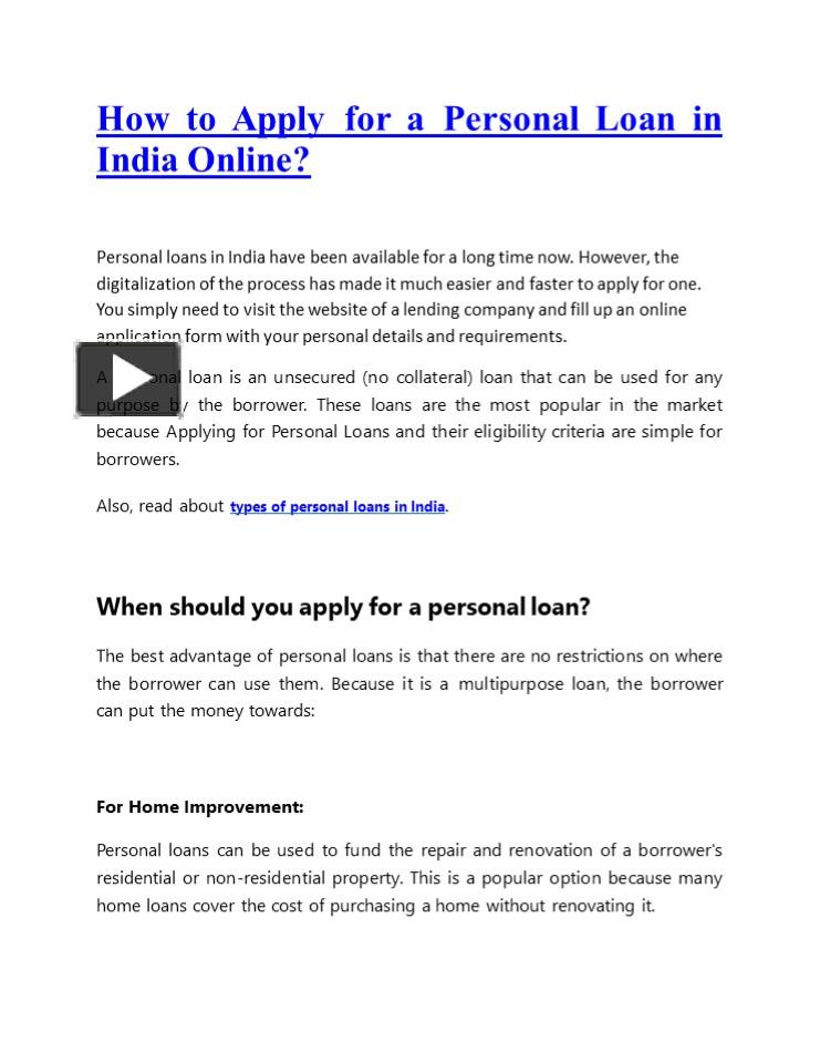 How to Apply for a Personal Loan in India Online? presentation | free to download