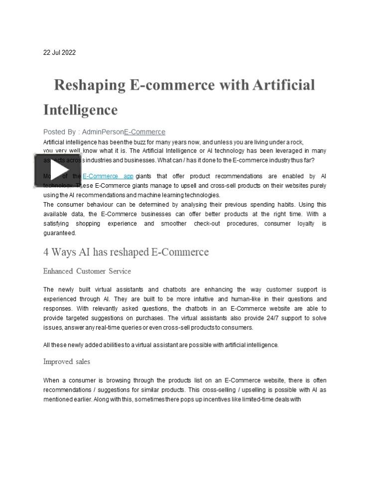 PPT – Reshaping E-commerce with Artificial Intelligence PowerPoint ...