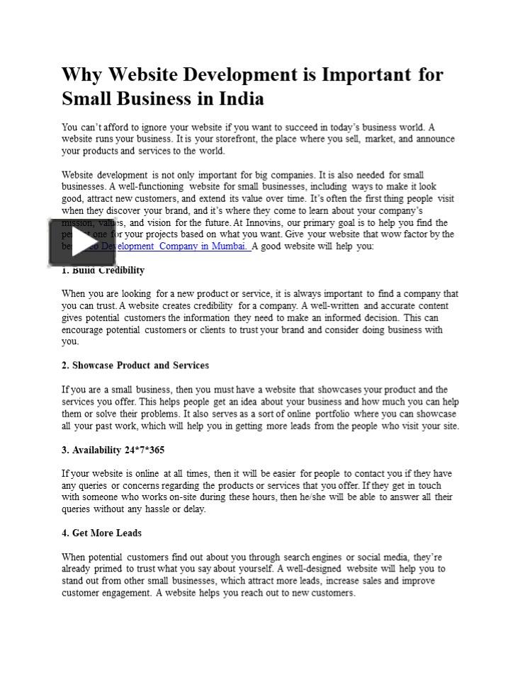 PPT – Why Website Development is Important for Small Business in India PowerPoint presentation ...