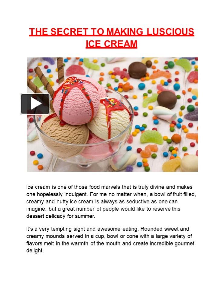 PPT – How To Make Perfect Yummy Ice Cream & It's Main Ingredients ...