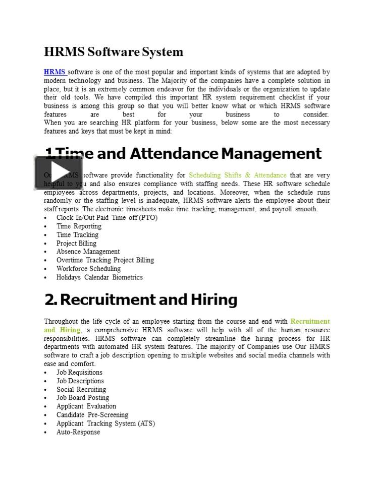 PPT – HRMS Software System PowerPoint presentation | free to download - id: 956f55-MTUxZ