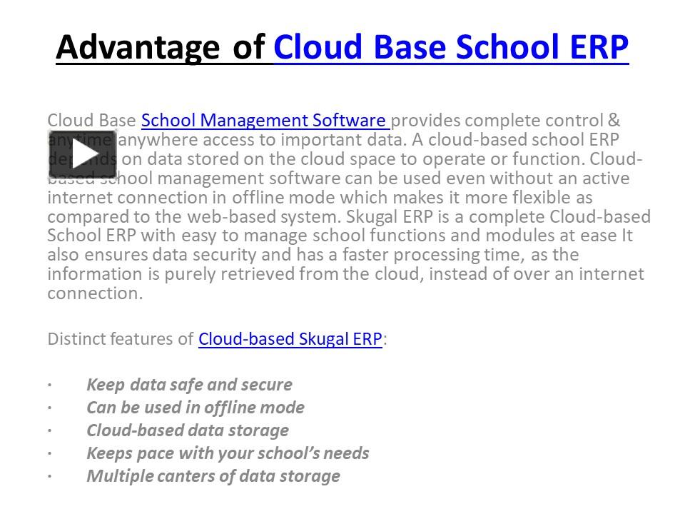 PPT – Advantage of Cloud Base School ERP PowerPoint presentation | free to download - id: 956fbb ...