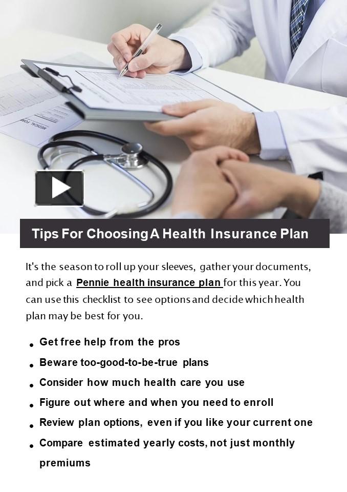 Tips For Choosing A Health Insurance Plan presentation | free to download
