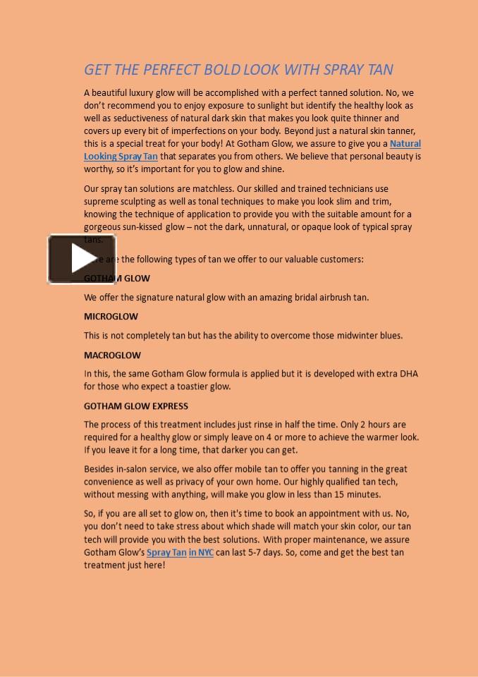 GET THE PERFECT BOLD LOOK WITH SPRAY TAN presentation | free to download