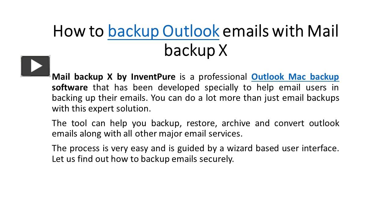 Outlook Email Backup Tool presentation | free to download