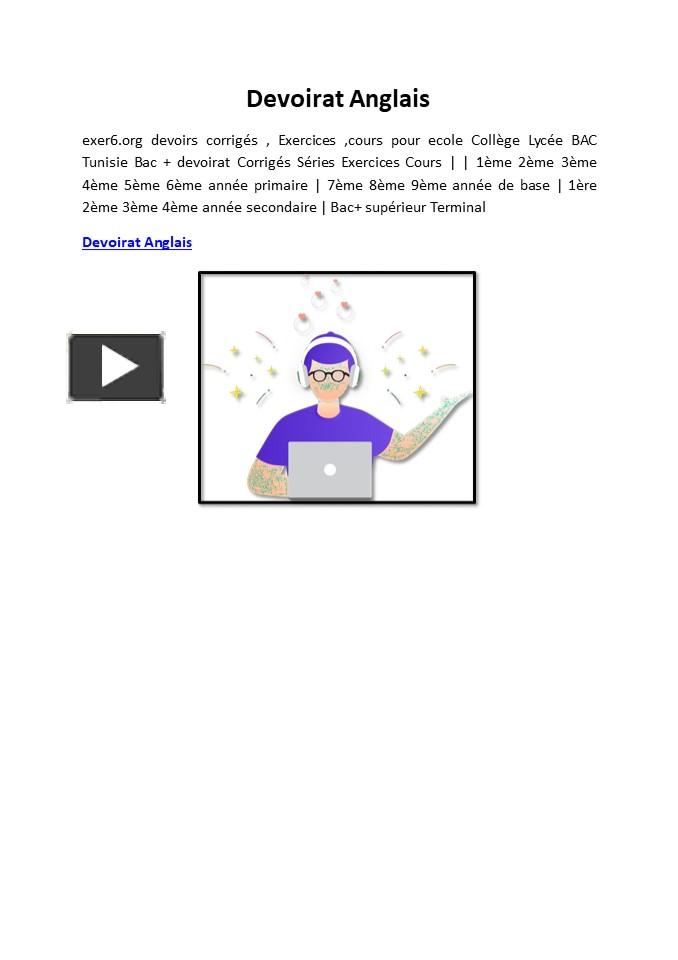 Devoirat Anglais presentation | free to download