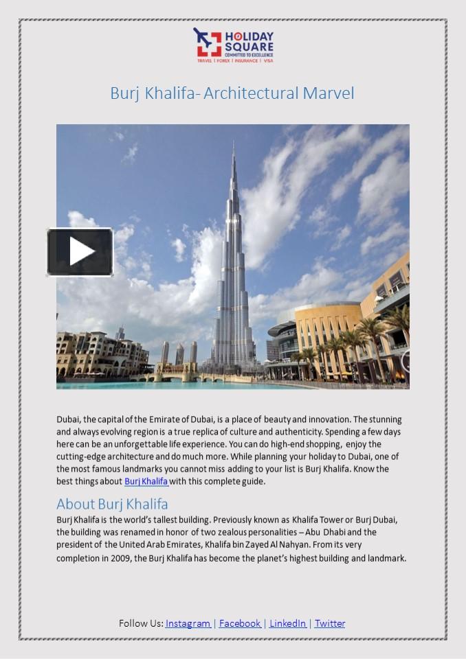 Burj Khalifa- Architectural Marvel presentation | free to download