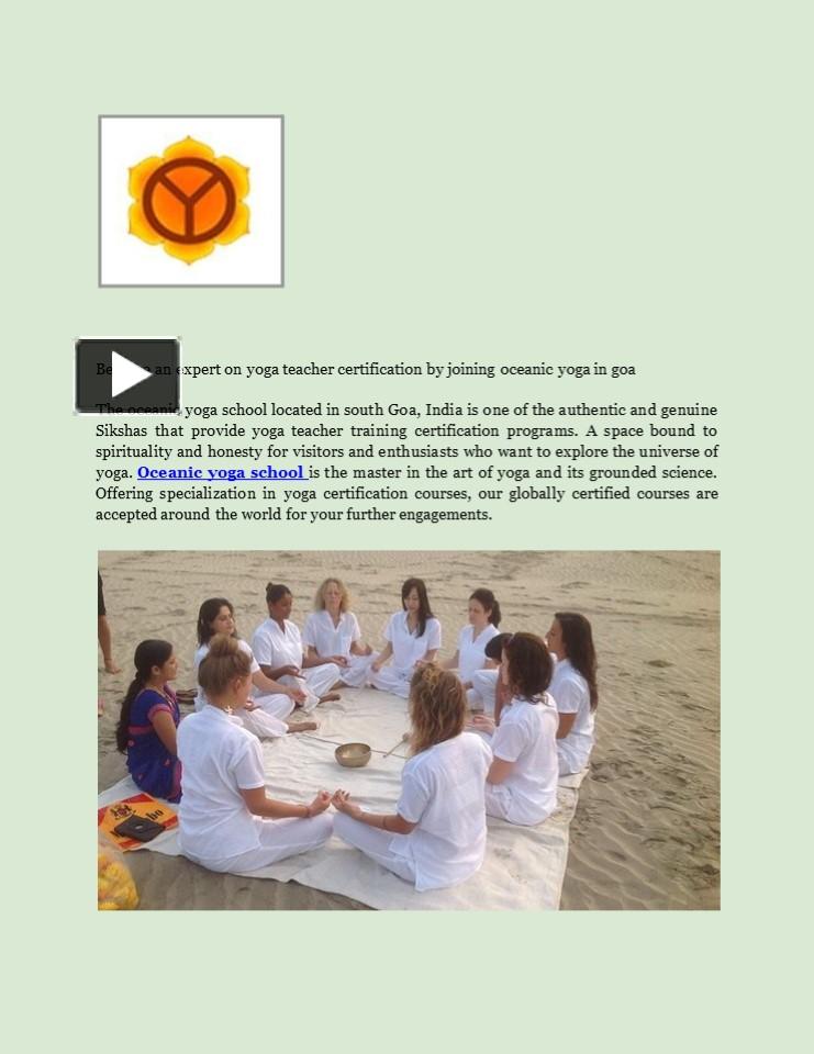 Oceanic Yoga School | Yoga Teacher Training Courses presentation | free to download