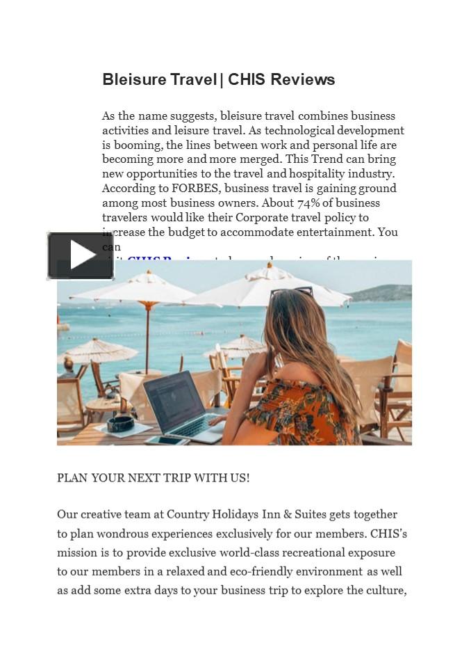 Bleisure Travel | CHIS Reviews presentation | free to download