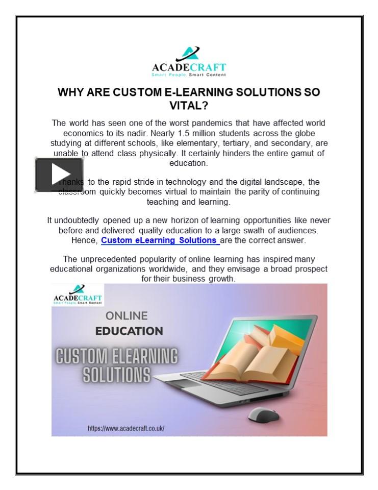 WHY ARE CUSTOM ELEARNING SOLUTIONS SO VITAL? presentation | free to download
