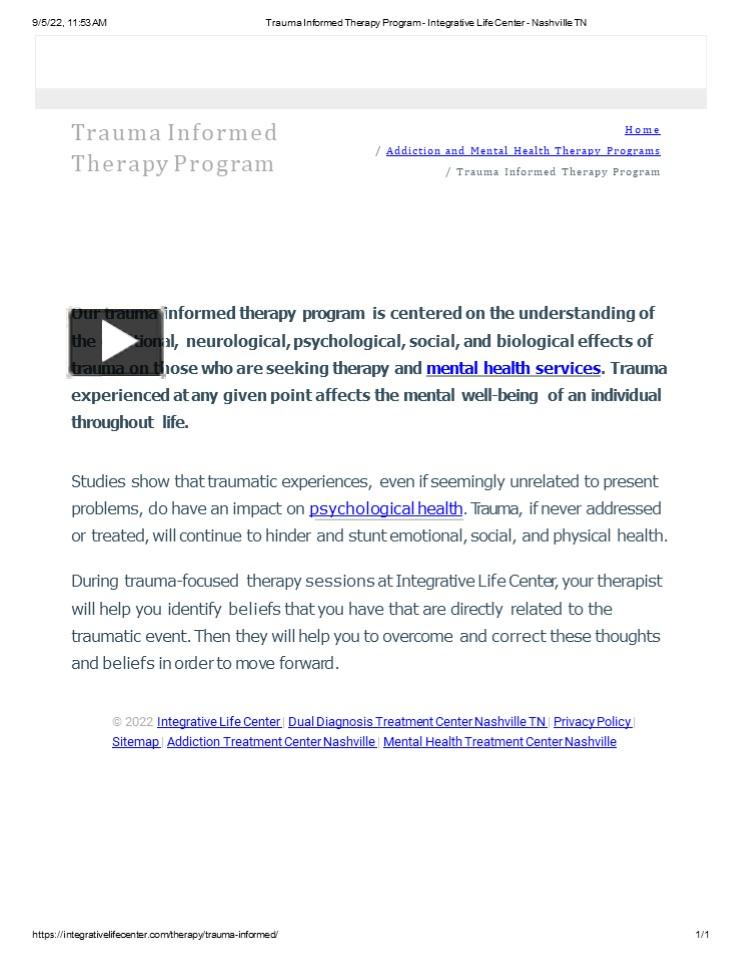 Trauma Informed Therapy Program presentation | free to download