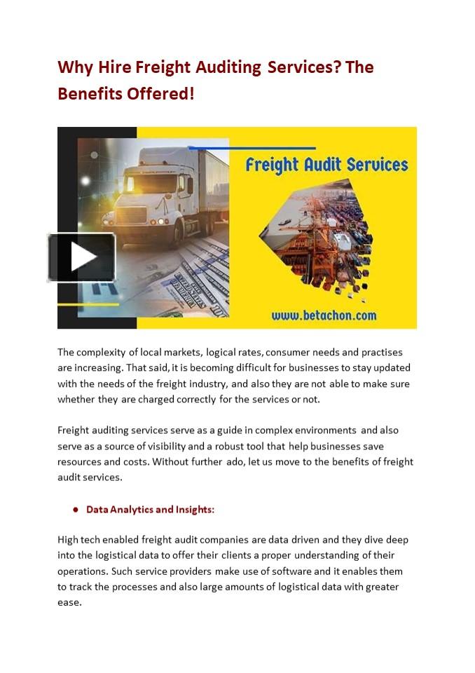 Why Hire Freight Auditing Services? The Benefits Offered! presentation | free to download