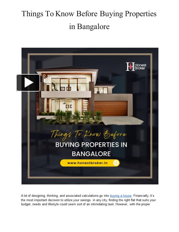 PPT – Things To Know Before Buying Properties in Bangalore PowerPoint presentation | free to ...