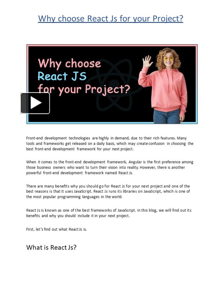 Why Choose React Js For Your Project Presentation Free To Download