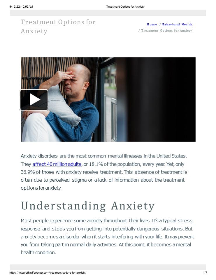 PPT – Treatment Options for Anxiety PowerPoint presentation | free to ...